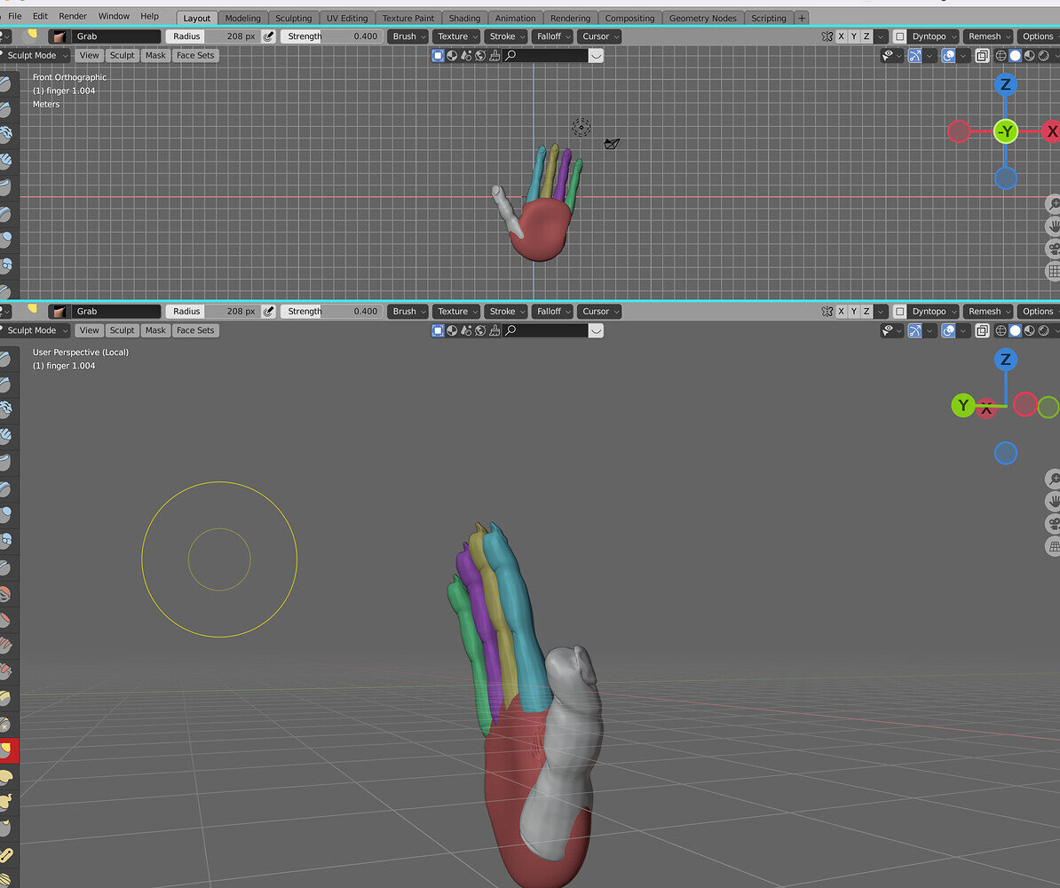 Why are all my objects different colours in sculpt mode? - Ask - GameDev.tv