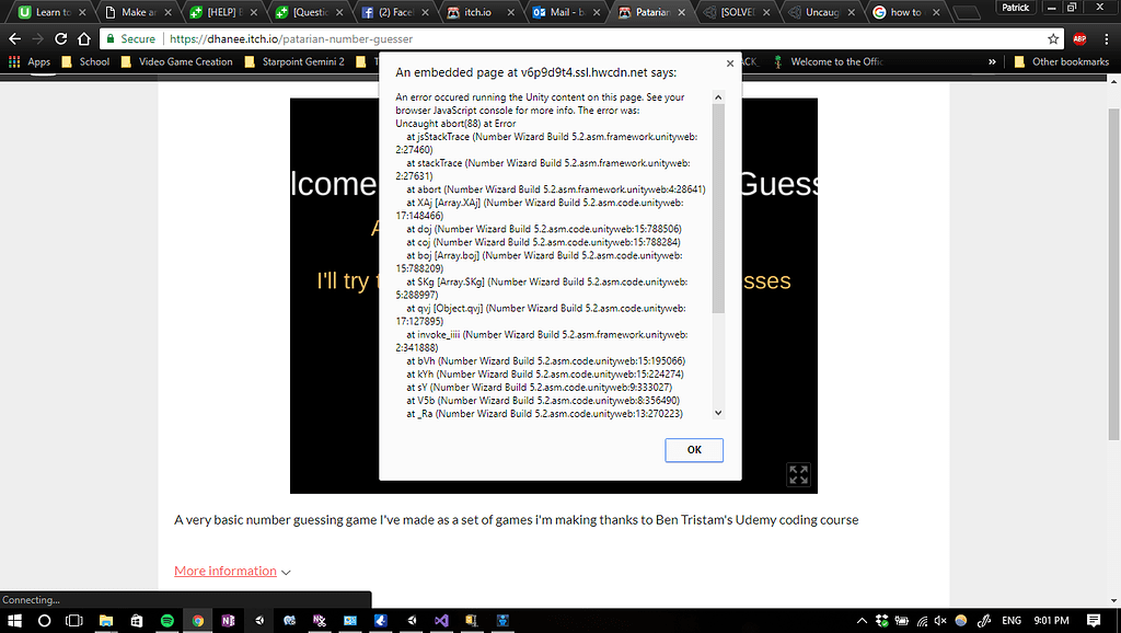 [SOLVED] Error when trying to play WebGL build of Number Wizard - Ask - GameDev.tv