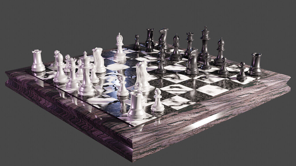 My chess set render with 3 cameras on Udemy course - Show - GameDev.tv