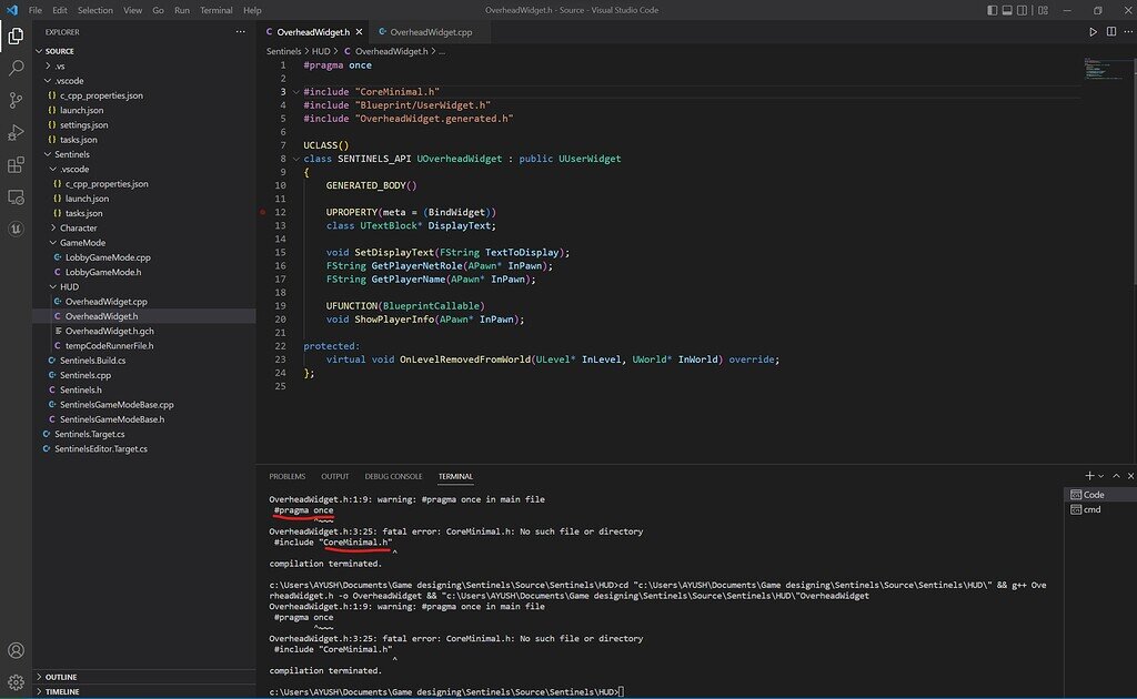CoreMinimal.h and #pragma once compilation error - Ask - GameDev.tv