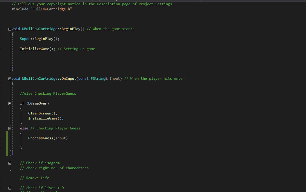 My code after Parameters and Arguments - Show - GameDev.tv
