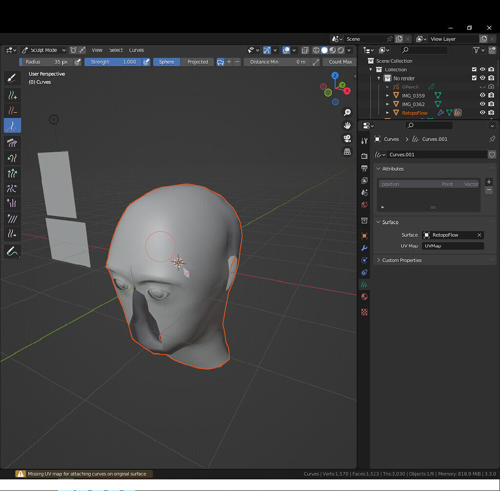 Missing UV Map for attaching curves on original surface error - Ask - GameDev.tv
