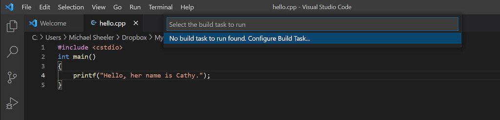 No build task to run found...error message - Ask - GameDev.tv