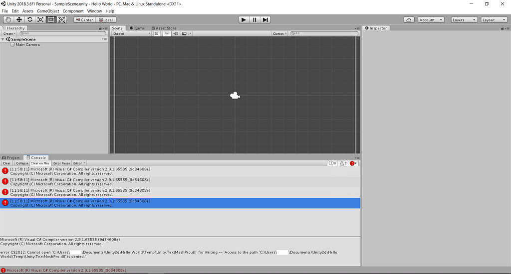 Unity start project up and error 9d34608e - Ask - GameDev.tv