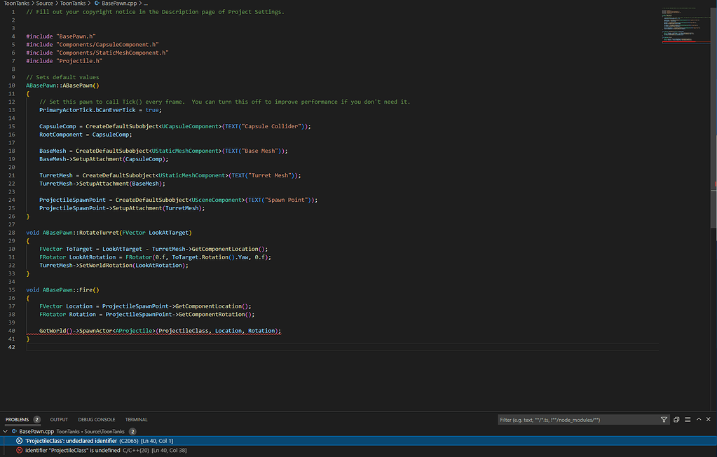 Problem with Lecture Spawning the Projectile - Ask - GameDev.tv