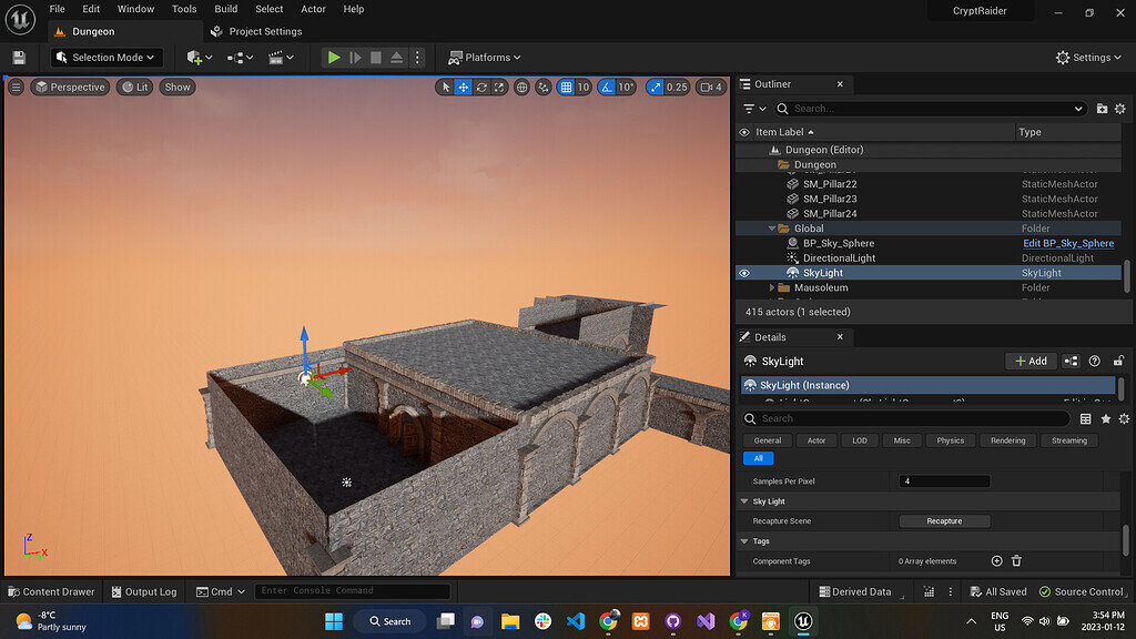 Lighting Issue, Skylight lighting inside area the same as outside - Ask - GameDev.tv