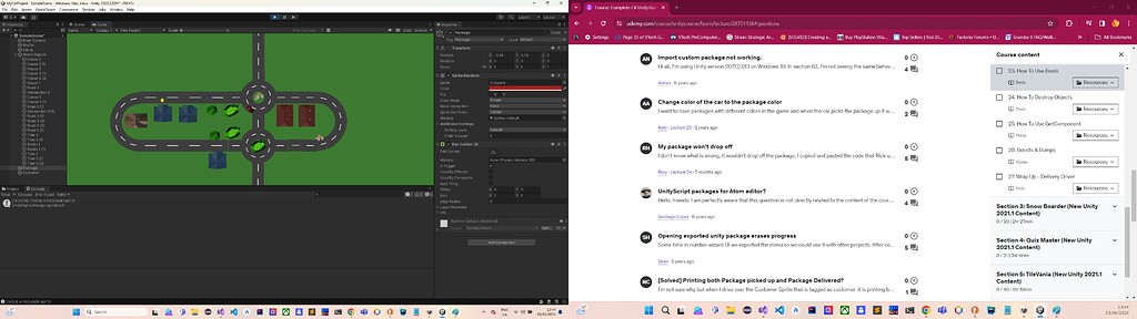Package visible when car drives over it - Ask - GameDev.tv