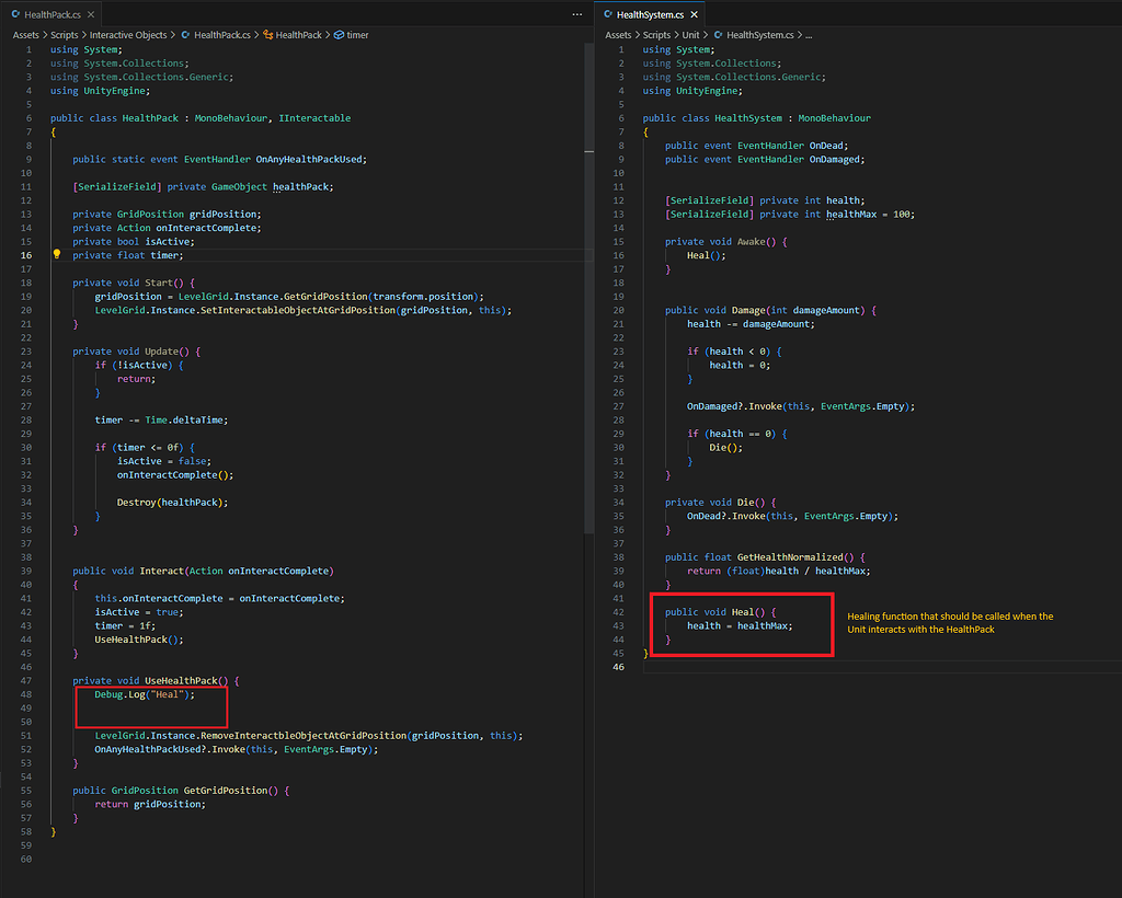 Trying to Add HealthPack, Not Sure How to Actually Heal Unit - Ask - GameDev.tv