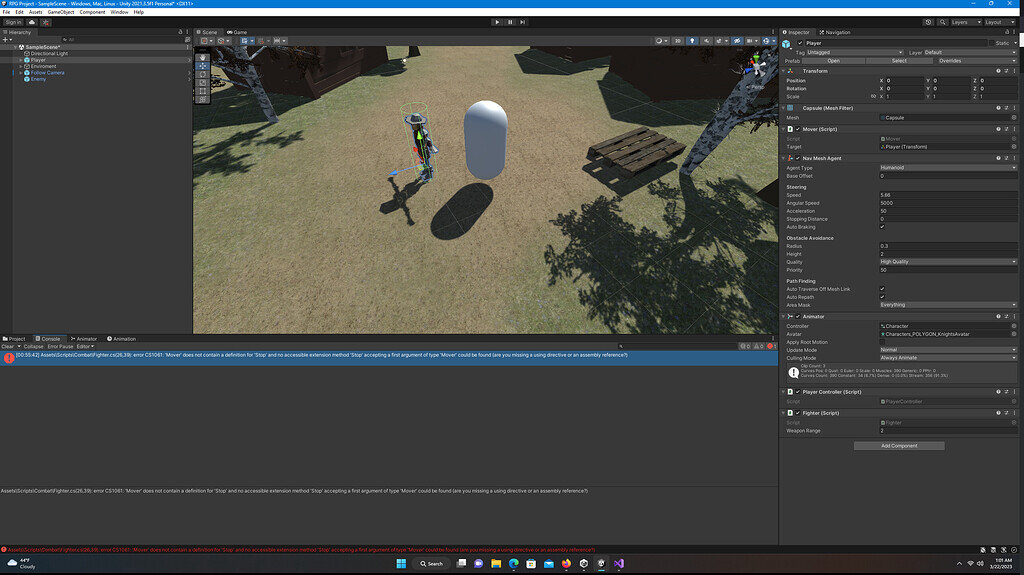 No Definition for "Stop" Function found in Mover.cs Script - Ask - GameDev.tv