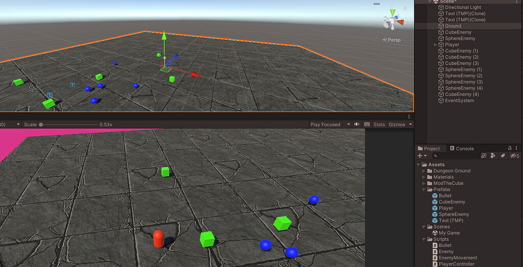 Trying to instantiate a text above enemy... code works but text not showing - Ask - GameDev.tv