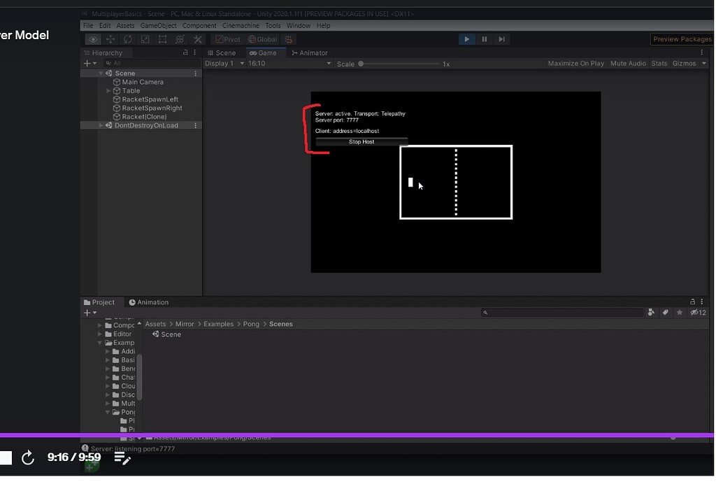 Why is it 'running via KCP' instead of what is in the lecture? - Ask - GameDev.tv