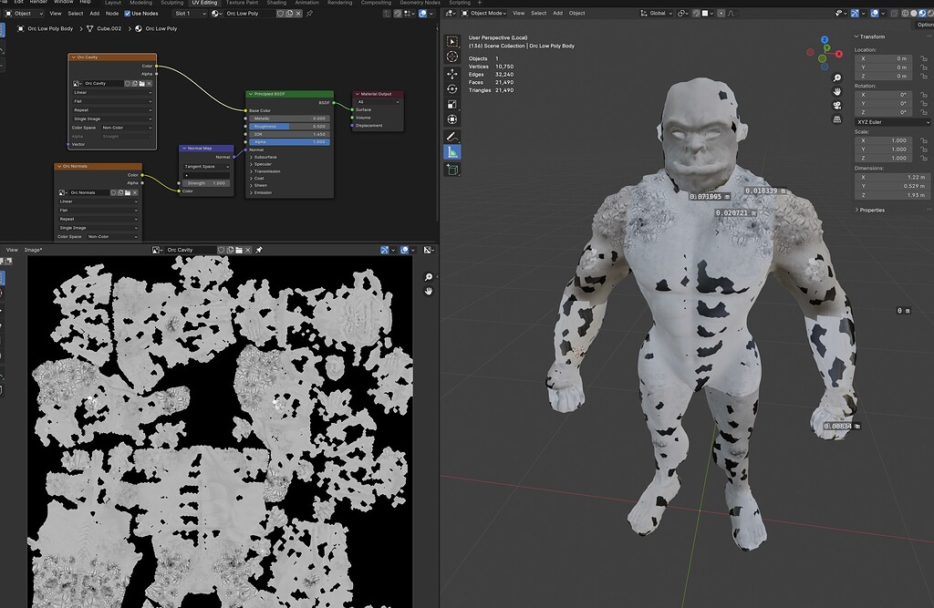Blackspots after baking the cavity map, is this normal? - Ask - GameDev.tv
