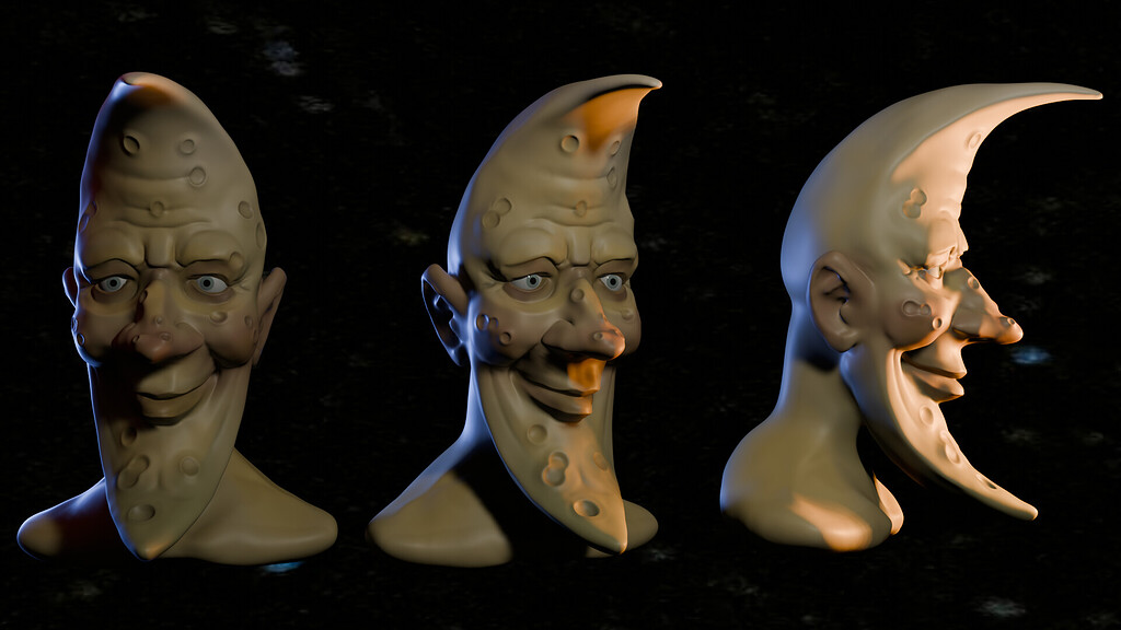 Moon-shaped head for cartoon head sculpt lesson - Show - GameDev.tv