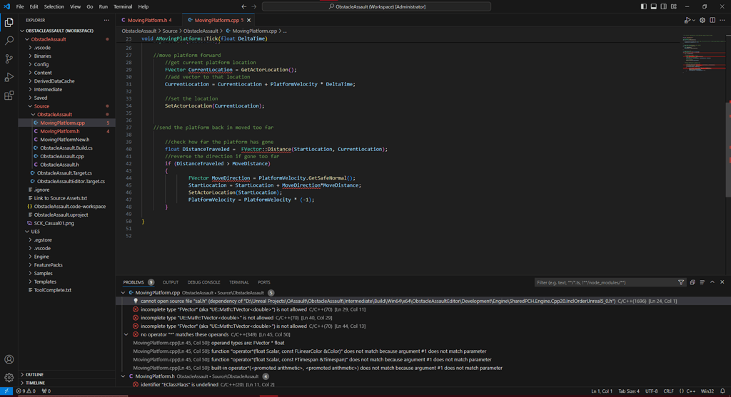ObstacleAssault, VS Code can't open sal.h - Ask - GameDev.tv