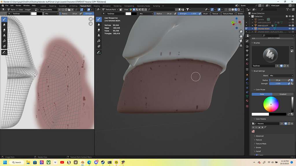 Spots appearing in texture painting - Ask - GameDev.tv