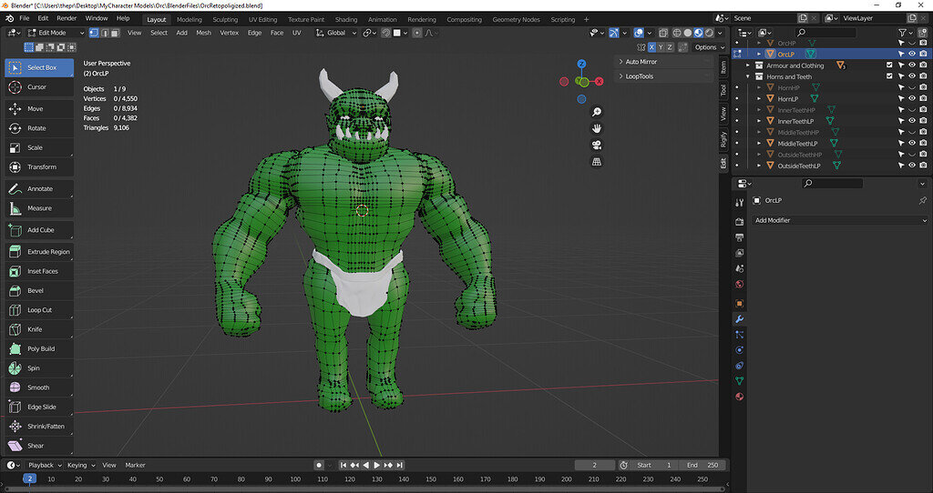 Finished Orc Manual Retopology - Show - GameDev.tv