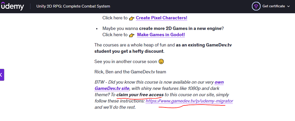 How claim access to Unity 2D RPG: Complete Combat System - Ask - GameDev.tv