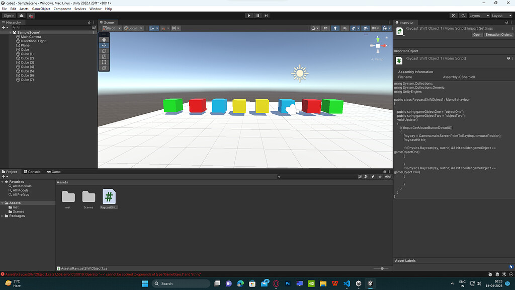 Shift the same color cube for example king and rock in chess - Ask - GameDev.tv