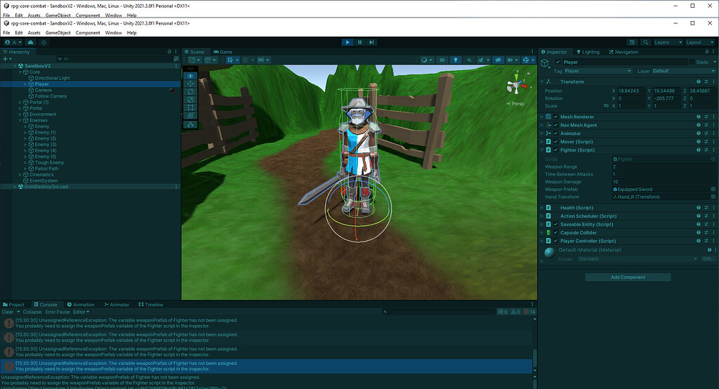 RPG Combat Course: UnnassignedReferenceException - Ask - GameDev.tv
