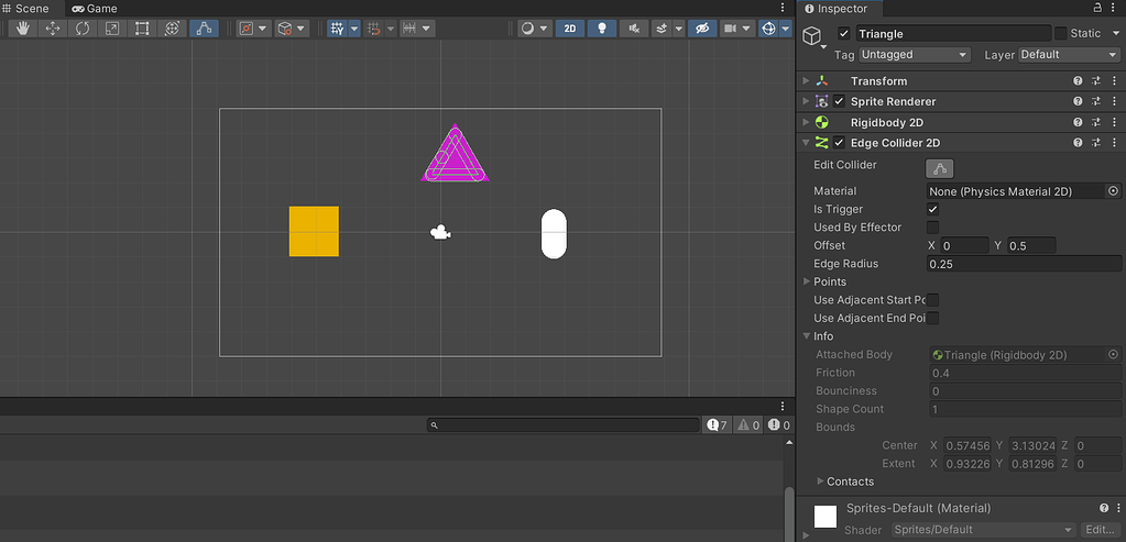 OnTrigger collider Triangle - Show - GameDev.tv