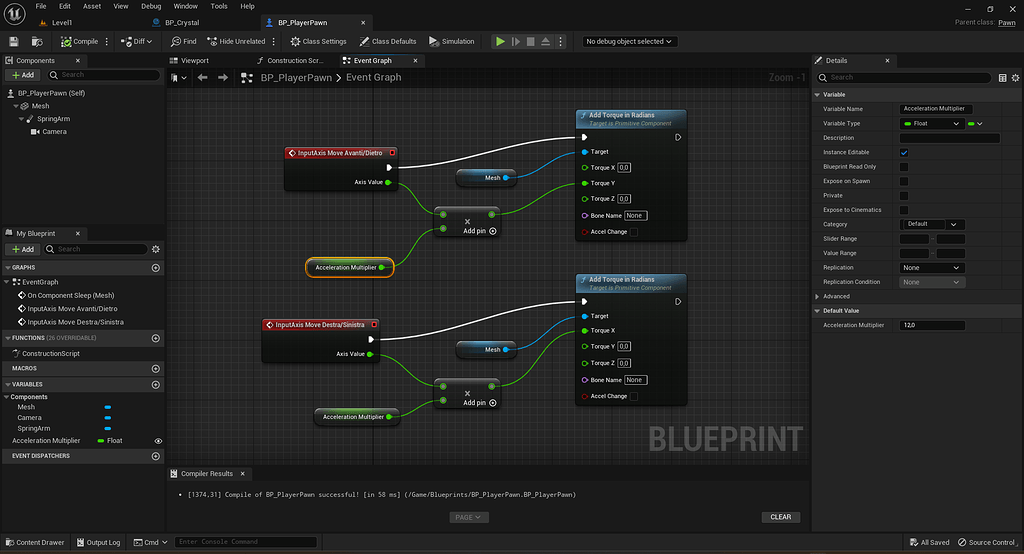 Variable created, value entered but Pawn does not move in-game - Ask - GameDev.tv