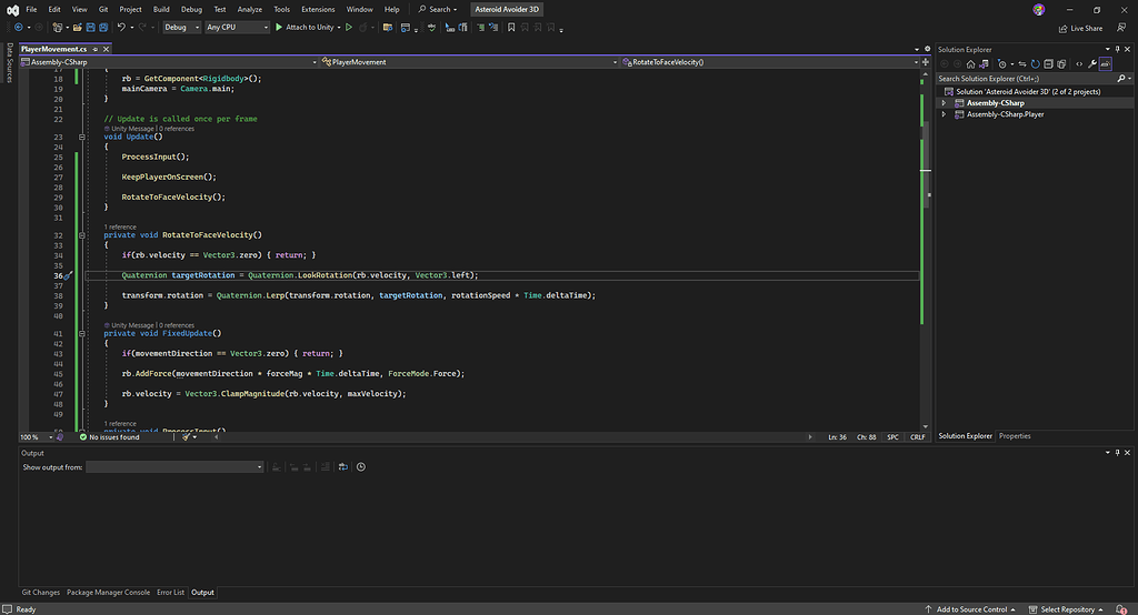 Ship wont rotate as shown in video - Ask - GameDev.tv