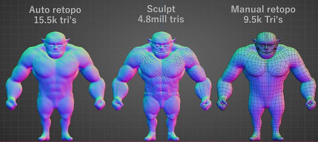 Auto vs Manual retopo comparison - Show - GameDev.tv