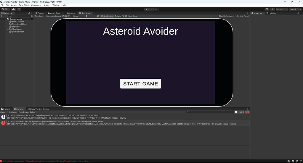 Unity Mobile Course Error - Ask - GameDev.tv