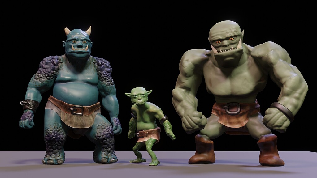Finished ogre, goblin, and orc - Show - GameDev.tv