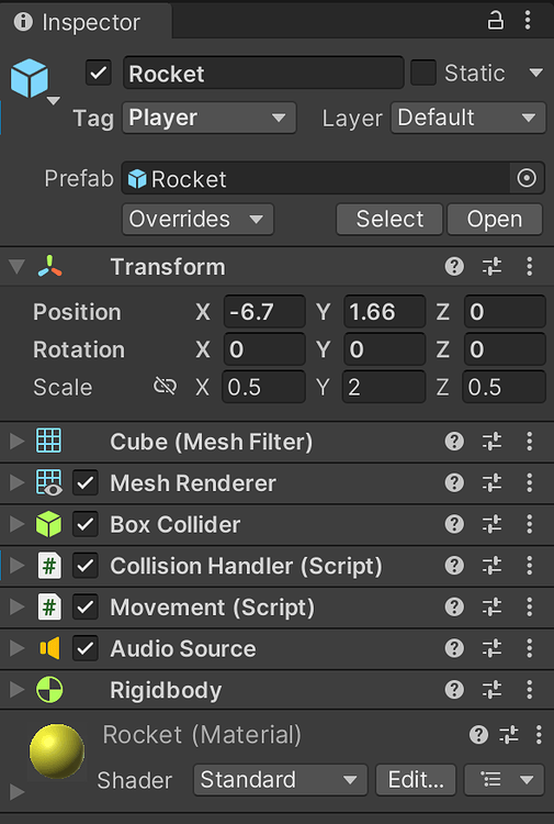 Rocket ship movement - Ask - GameDev.tv