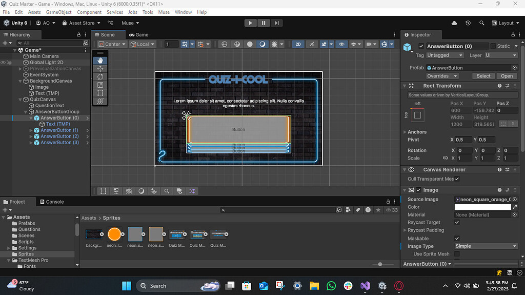Buttons size is not right - Ask - GameDev.tv