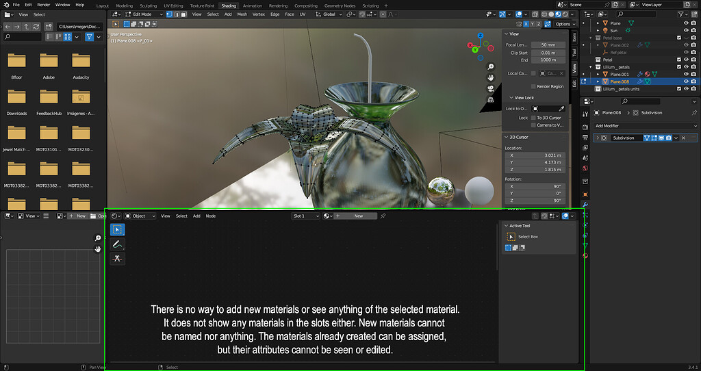 The shading workspace does not allow to create/edit textures - Ask - GameDev.tv