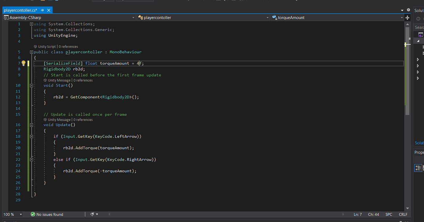 Left key and right key not working player is not moving please help - Ask - GameDev.tv