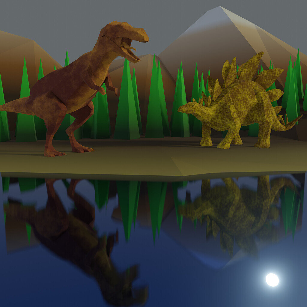 My Low-Poly T-rex & Stegosaurus - Show - GameDev.tv