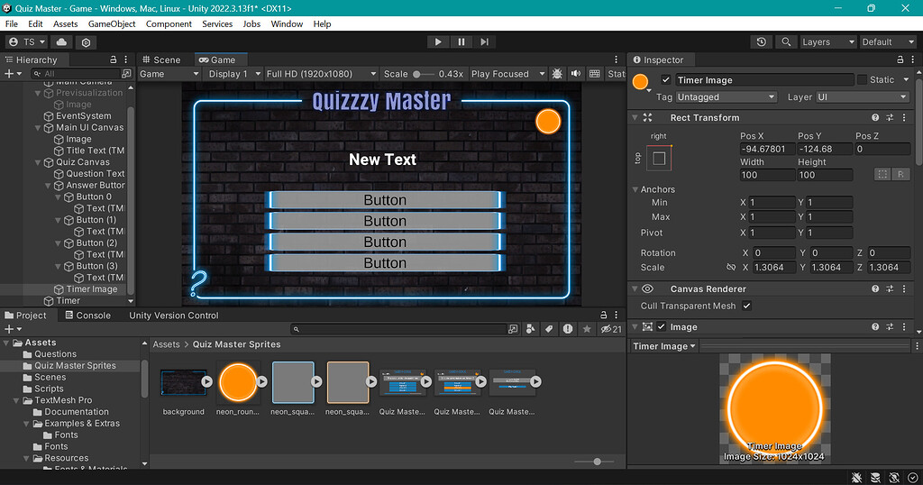 My Timer Image disappears when I run my program - Ask - GameDev.tv