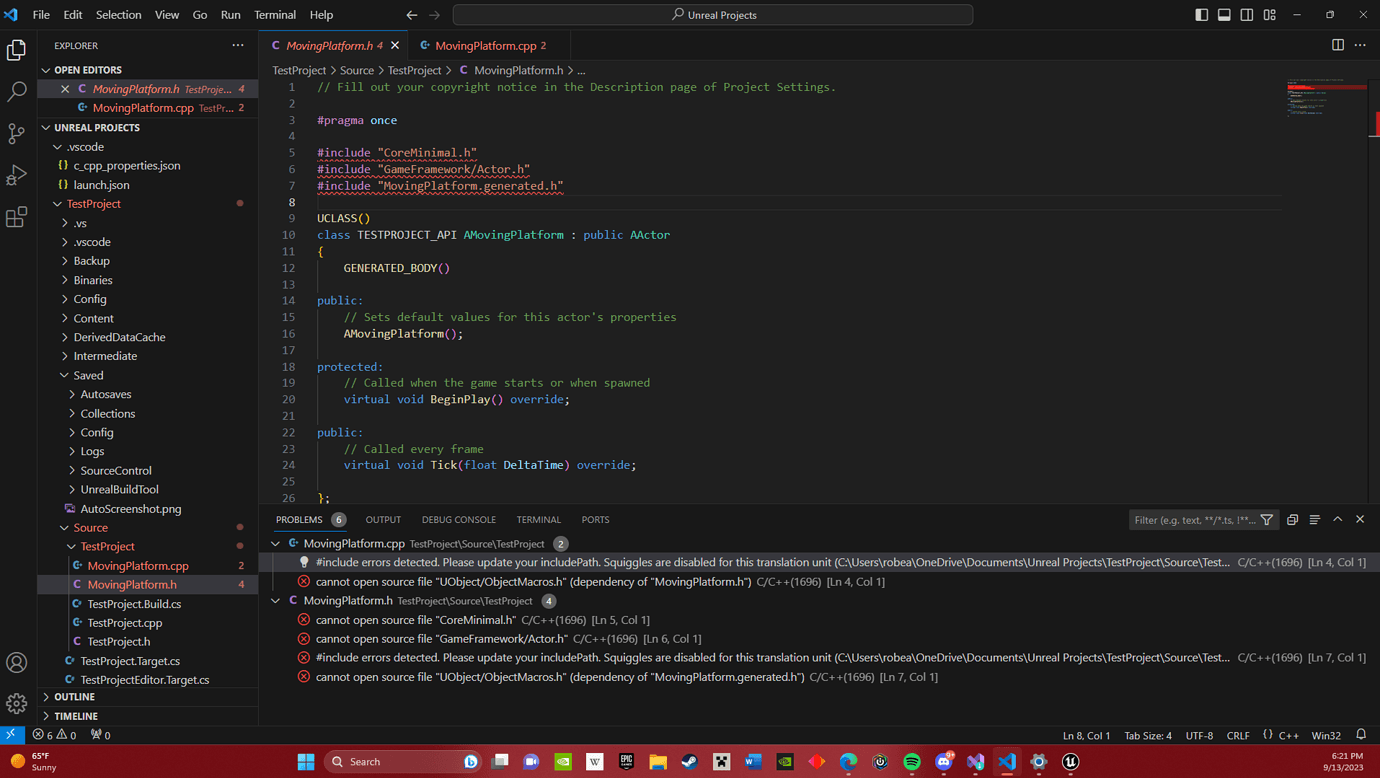 Cannot open source file & include path errors - Ask - GameDev.tv