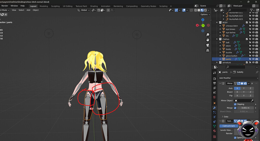 Why is the back of the pant like this? EDITED: FIXED IT BY SCALING THE THE PANTS - Ask - GameDev.tv