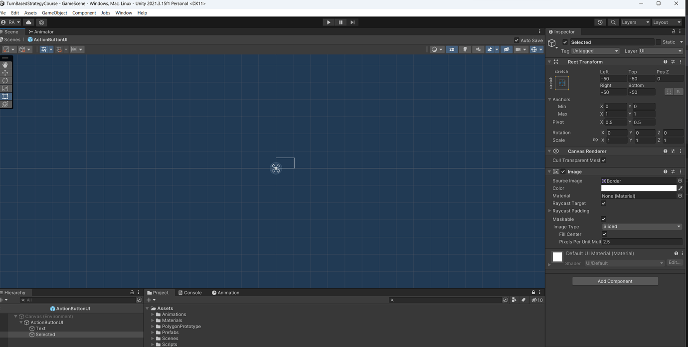 View inside ActionButtonUI prefab - Ask - GameDev.tv