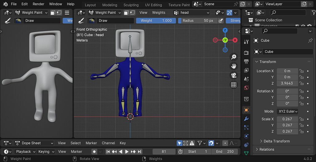 CRTL L not work Weight Painting? Solution.. in Blender 4 its CRTL SHIFT L - Ask - GameDev.tv