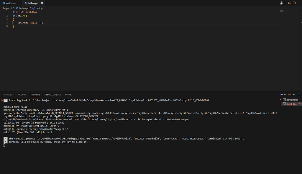 Something about raylib converting to 32 bits for some reason? - Ask - GameDev.tv