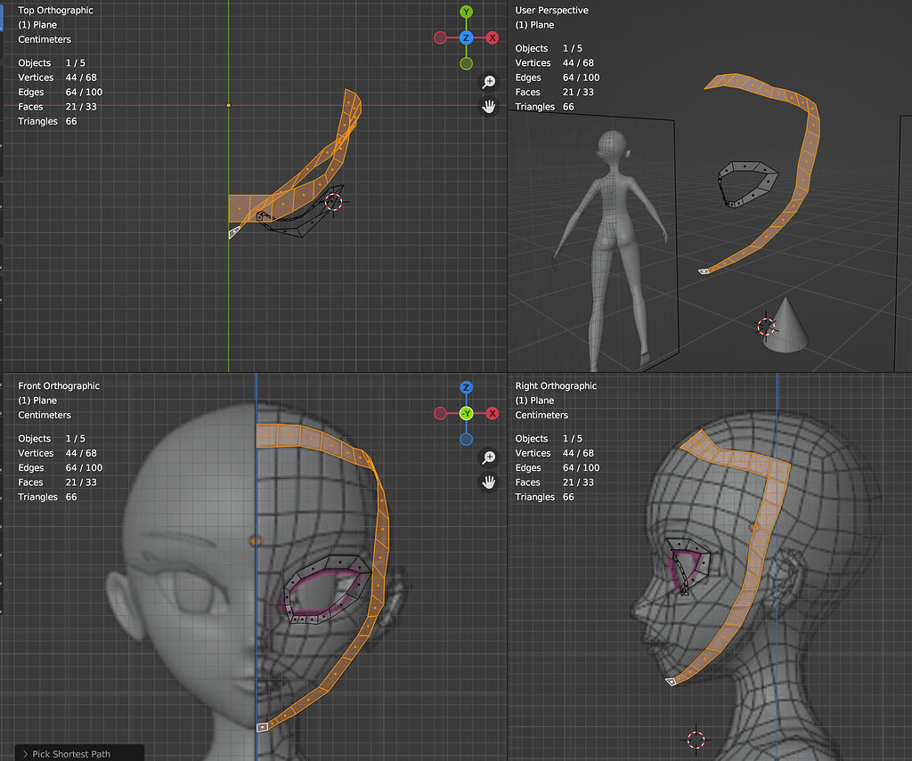Quad View makes modeling the face much easier - Show - GameDev.tv