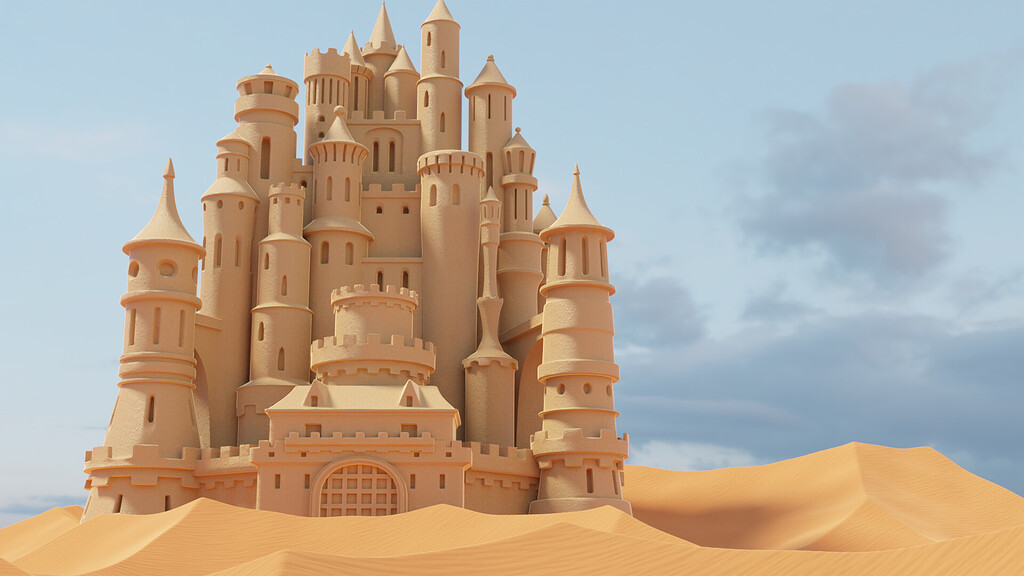 Blender Material Nodes - Sandcastle using Sand sculpture and desert materials - Show - GameDev.tv