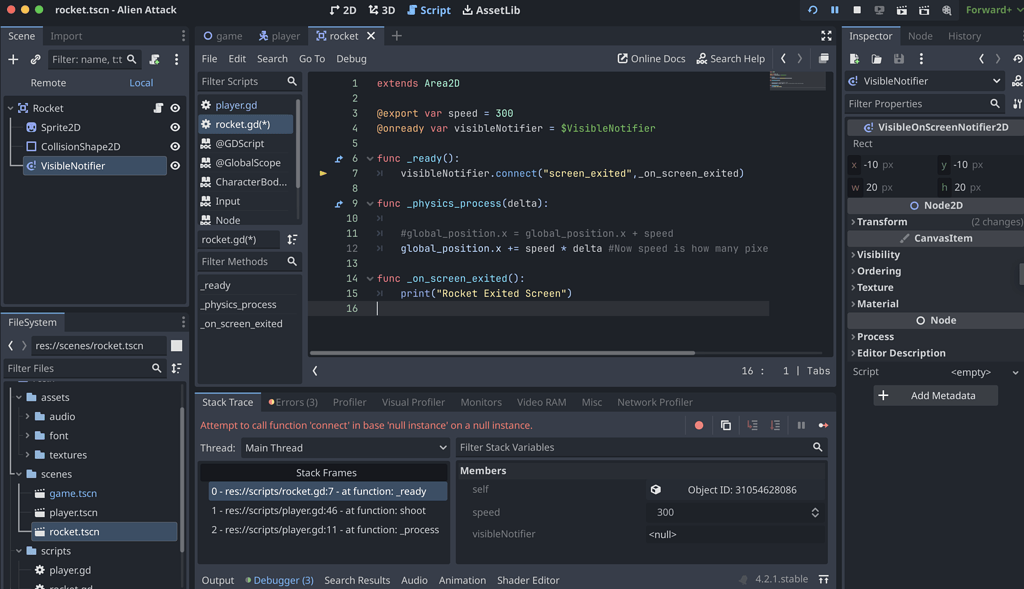 Error when trying to connect signal - Ask - GameDev.tv