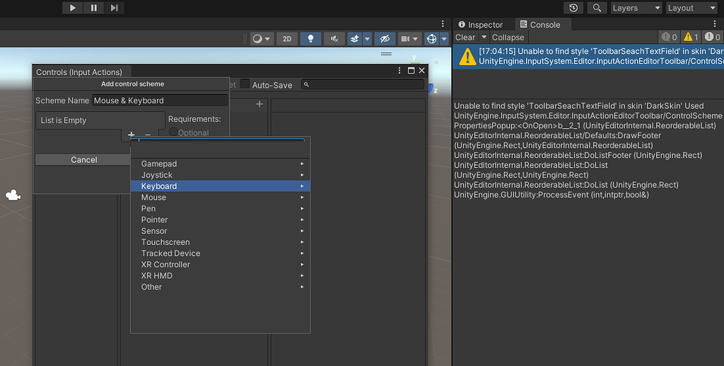 Getting an error when trying to add a "Control Scheme" via Input Actions - Ask - GameDev.tv