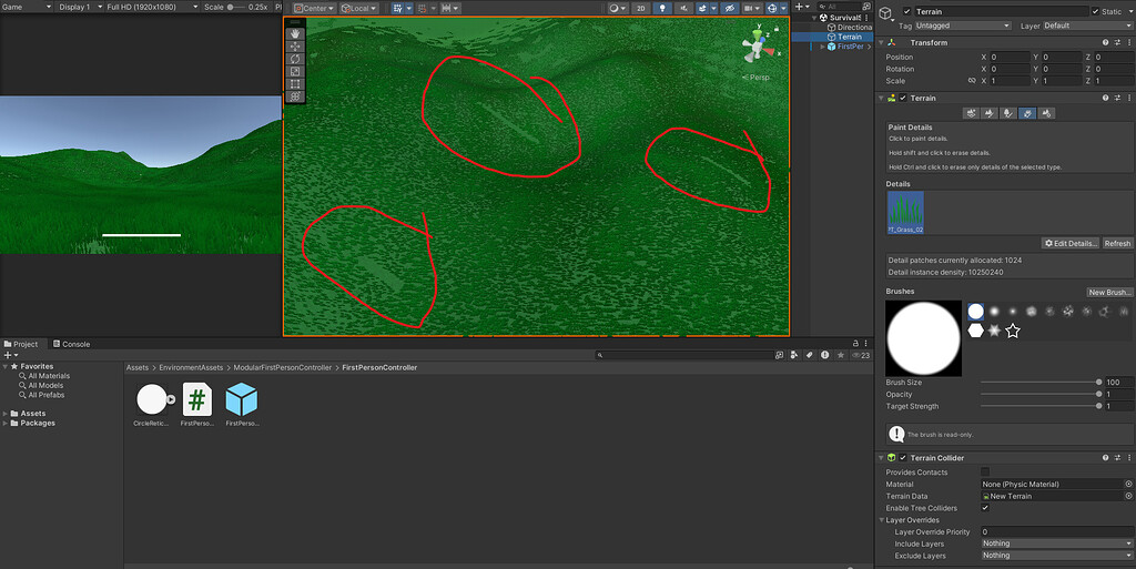 Paint Textures Tool Keep Leaving Blank Spots - Ask - GameDev.tv