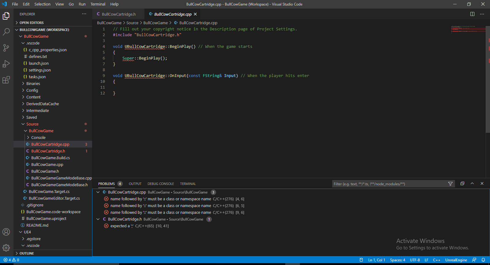 Visual studio code problem in bull cow game - Ask - GameDev.tv