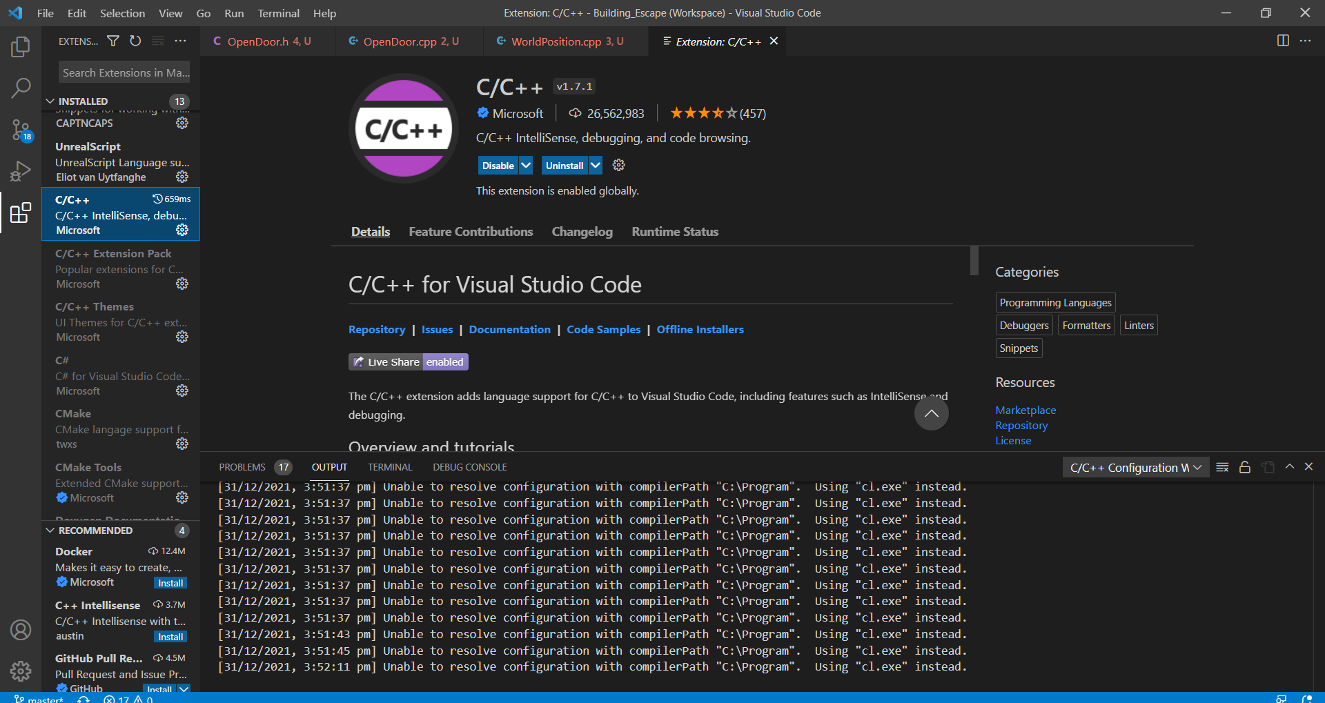 Unreal 4.27.2 Intellisense VSCode problem - Ask - GameDev.tv