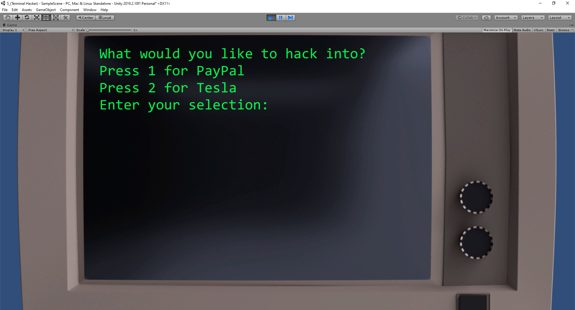 Terminal Hacker Main Menu 1 - Show - GameDev.tv