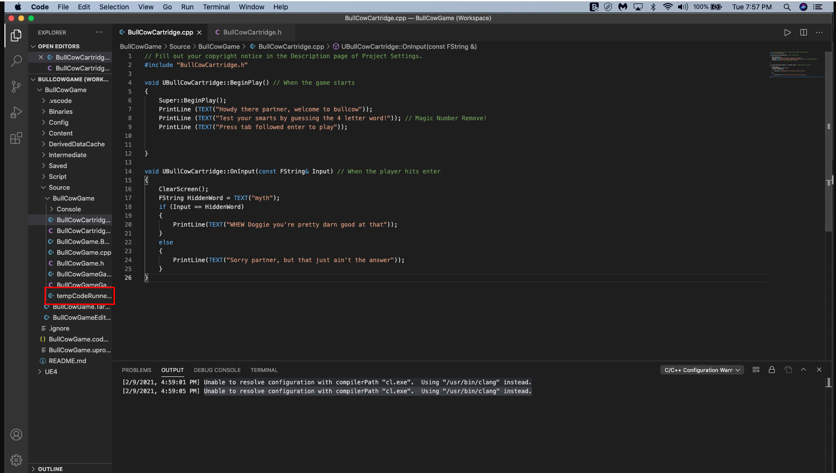 Compiling Bull Cow Game - Ask - GameDev.tv