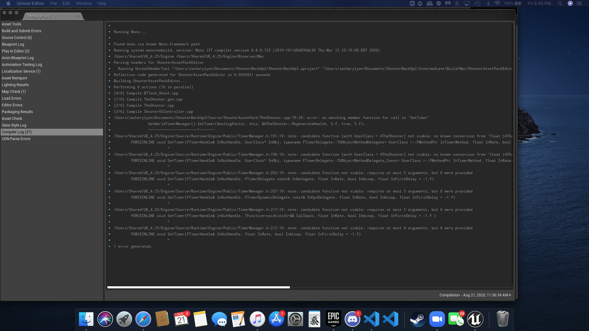 SetTimer() Won't compile - Ask - GameDev.tv